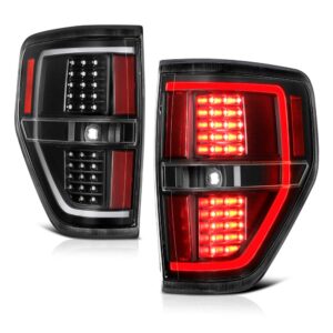 [for 2009-2014 ford f150 pickup truck] black housing oled tube led tail light lamp assembly, driver & passenger side