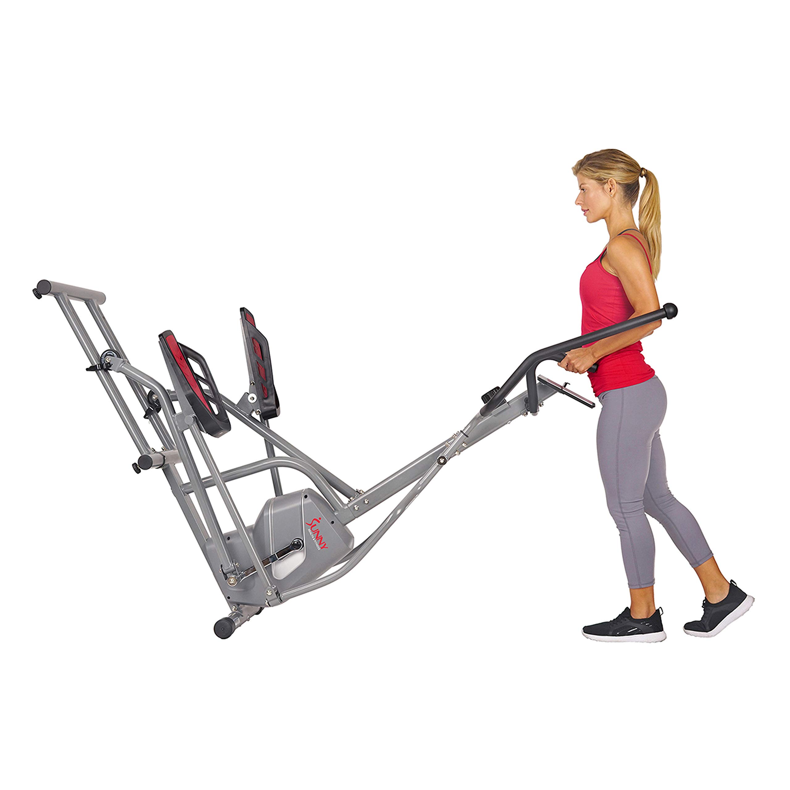 Sunny Health & Fitness Magnetic Elliptical Trainer Machine w/Device Holder, LCD Monitor, 220 LB Max Weight and Pulse Monitor - SF-E3810