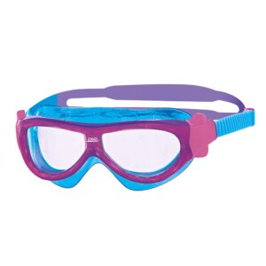 zoggs unisex child phantom kids mask with uv protection and anti-fog swimming goggles - purple/light blue/clear, 0-6 years