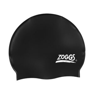 zoggs unisex's easy-fit silicone swimming cap, black, one size