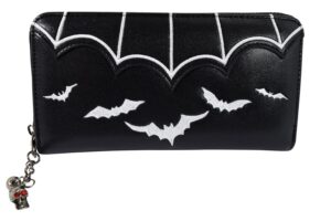 lost queen witch gotham knight bat attack bat logo zip around wallet (white)