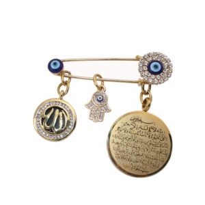 zkdc muslim islam ayatul kursi allah turkish evil eye hamsa hand of fatima stainless steel brooch pin