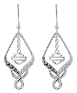 harley-davidson women's salt & pepper twist embellished drop earrings hde0471