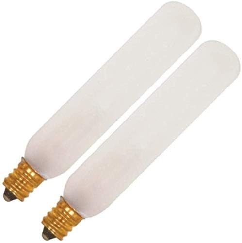 Satco S3715 Set of 2 Blister Packs Each with Two T6 Candelabra Tubular 15 Watt 120V Incandescent Dimmable Frosted Bulbs; Total of 4 Bulbs; C-5A Filament; E12 ANSI Base; 2700K Warm White