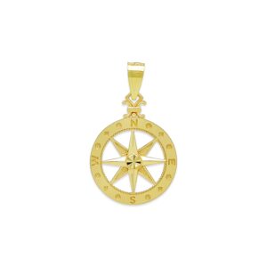 charm america - gold petite compass charm - 10 karat solid gold