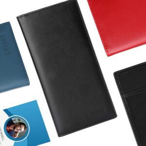 YOOMALL LYOOMALL Leather Checkbook Register Cover Holder Case with Pen Holder Slim Wallet