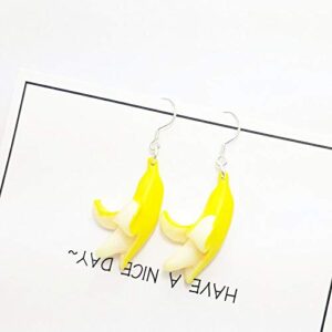 Cute Food Imitate Hamburger Banana Donut Ice Cream Dangle Stud Earrings Resin for Women Jewelry (Banana)