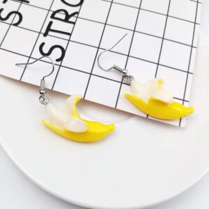 Cute Food Imitate Hamburger Banana Donut Ice Cream Dangle Stud Earrings Resin for Women Jewelry (Banana)