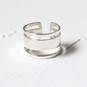 Helen de Lete Simple Cut-out S925 Sterling Silver Adjustable Ring