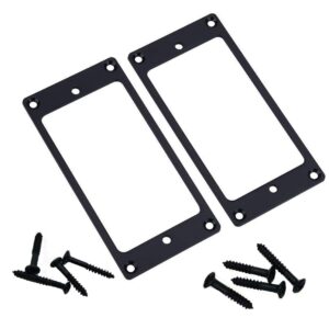 2pcs sharegoo metal flat humbucker cover electric guitar pickup frame mounting ring with screws (black)