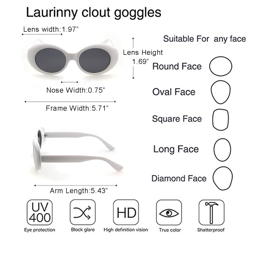 Laurinny Authentic Clout Goggles, Checkered sunglasses Retro Oval Retro Mod Fashion Sunglasses 90s (2pack)