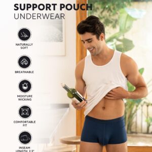 DAVID ARCHY Men's Underwear Micro Modal Dual Pouch Trunks Support Ball Pouch Bulge Enhancing Boxer Briefs for Men 3 or 4 Pack(M,Black/Dark Gray/Navy Blue/Olive Green)