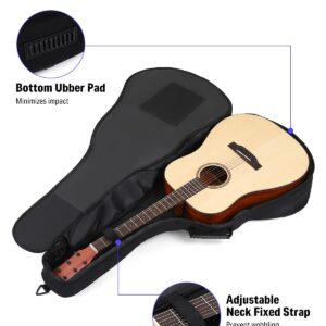 Donner 36 Inch Acoustic Guitar Case, 0.4 Inch Thick Padding Sponge 600D Ripstop Waterproof Nylon Soft Guitar Gig Bag with 3 Pockets and Back Hanger Loop, Black