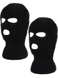 willbond 2 pieces knitted full face cover 3 hole mask winter balaclava face cover, one size(black, medium)