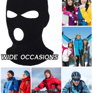 WILLBOND 2 Pieces Knitted Full Face Cover 3 Hole Mask Winter Balaclava Face cover, One Size(Black, Medium)