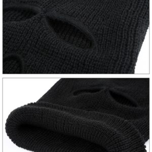 WILLBOND 2 Pieces Knitted Full Face Cover 3 Hole Mask Winter Balaclava Face cover, One Size(Black, Medium)