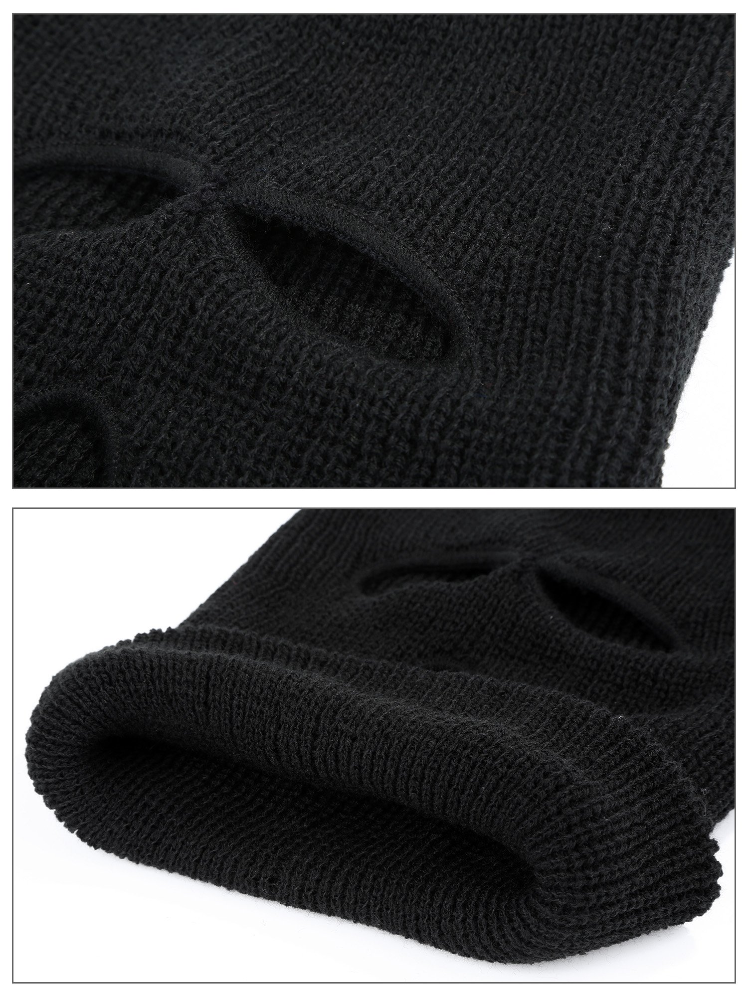 WILLBOND 2 Pieces Knitted Full Face Cover 3 Hole Mask Winter Balaclava Face cover, One Size(Black, Medium)