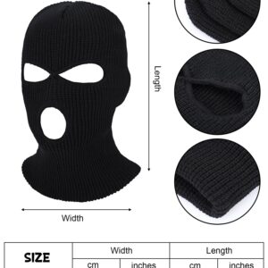 WILLBOND 2 Pieces Knitted Full Face Cover 3 Hole Mask Winter Balaclava Face cover, One Size(Black, Medium)