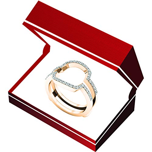 Dazzlingrock Collection 0.25 Carat (ctw) 14K Round Diamond Ladies Wedding Band Double Ring 1/4 CT, Rose Gold, Size 8