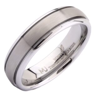 mj metals jewelry classic grooved white tungsten carbide wedding band brushed center 6mm comfort fit ring size 7.5