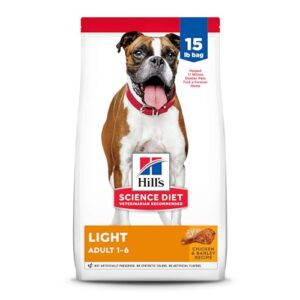 hill's science diet light , adult 1-6, weight management support, dry dog food, chicken & barley, 15 lb bag