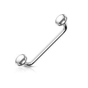 fifth cue 16g flat disc ends 90 degree bent staple barbells for surface 316l surgical steel surface & snake eye tongue piercings (steel)