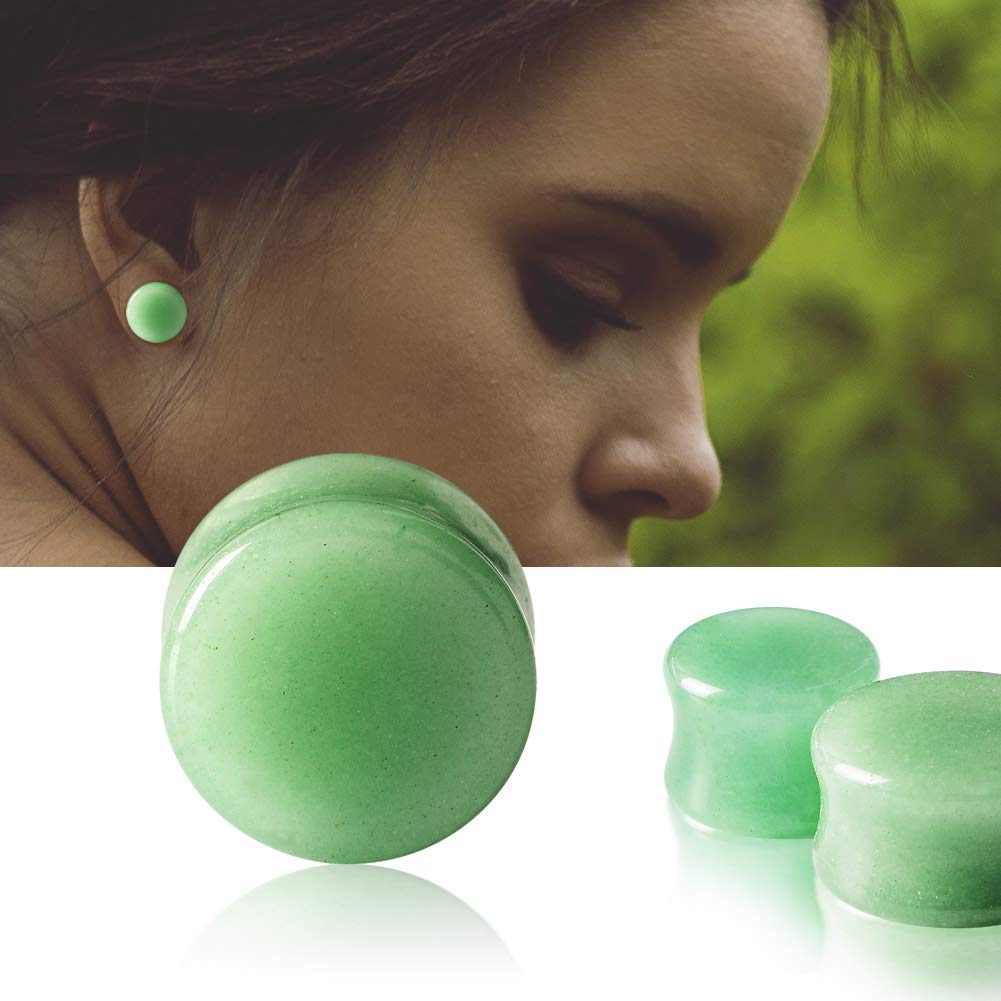 Yungger 10 Pairs Natural Stone Plugs Double Flared Saddle Ear Expander Stretcher Piercing 1/2"