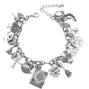 rechicgu vintage silver mythology fairytale lucky charms cuff bangle bracelet cross leaf moon face celtic cat