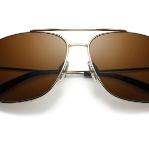 Revo Sunglasses Harbor: Polarized Lens Filters UV, Metal Navigator Frame, Gold Frame with Terra Lens