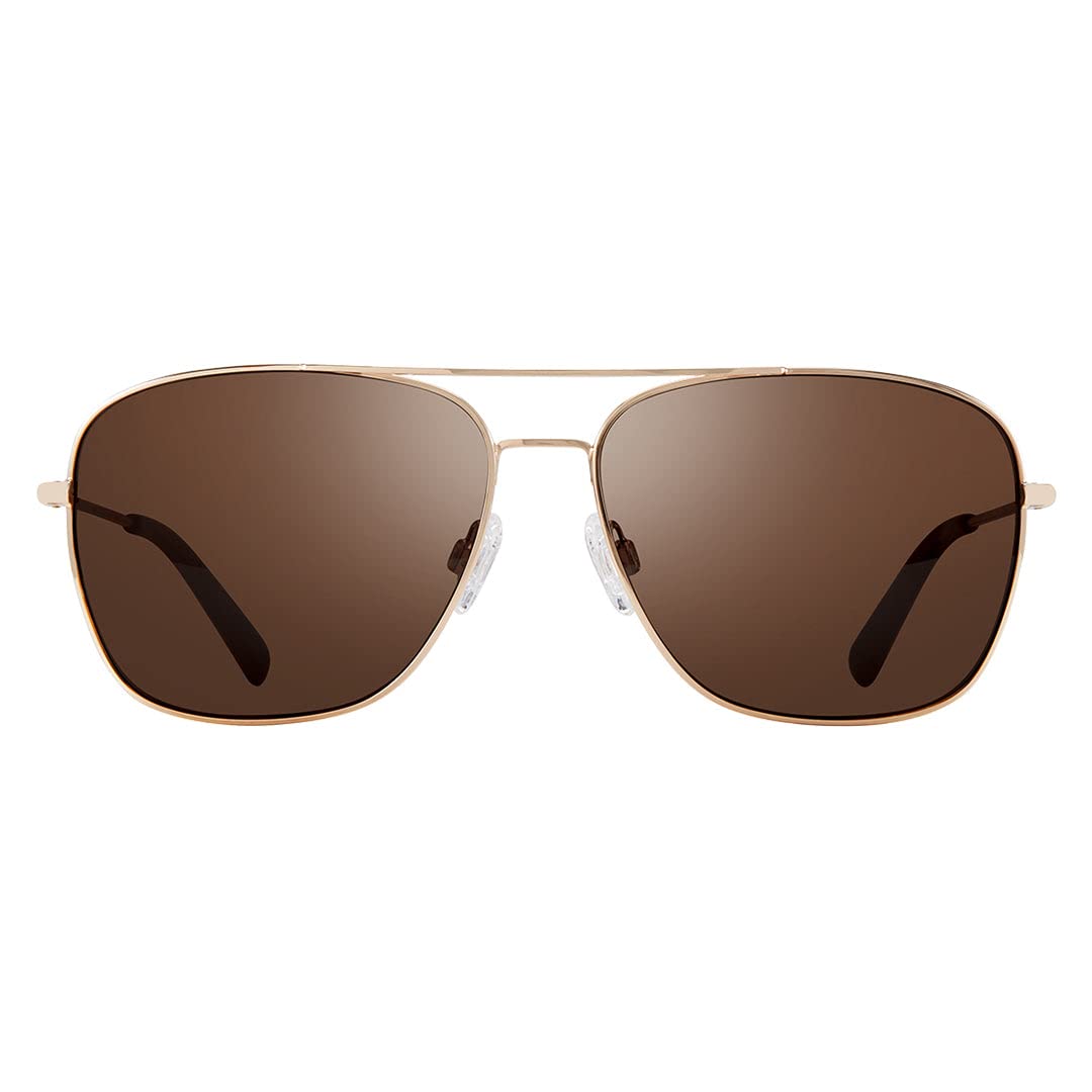 Revo Sunglasses Harbor: Polarized Lens Filters UV, Metal Navigator Frame, Gold Frame with Terra Lens