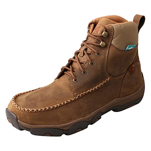 Twisted X Men's 6" Hiking Boot - Work Hiker Boots Crafted with Full-Grain Leather Upper, Three-Quarter Length Composite Insole, Compression EVA Midsole, and Rubber Outsole, Distressed Saddle, 9.5(M)