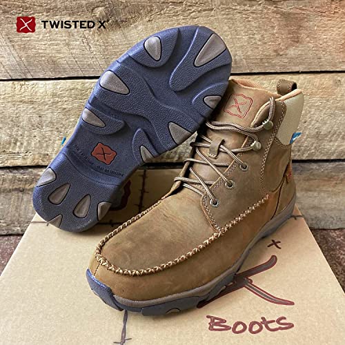 Twisted X Men's 6" Hiking Boot - Work Hiker Boots Crafted with Full-Grain Leather Upper, Three-Quarter Length Composite Insole, Compression EVA Midsole, and Rubber Outsole, Distressed Saddle, 9.5(M)