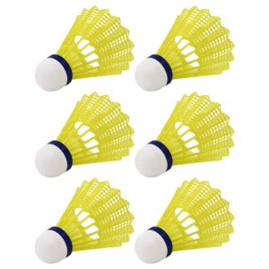 Wish Airflow 6000 Badminton Tournament Shuttlecocks – 6 Pack Tube of Durable Nylon Shuttlecocks with Cork Tips – Badminton Birdies for Indoor and Outdoor Play, Yellow