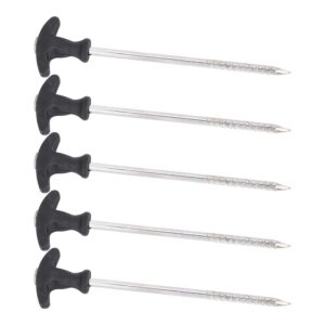 Outdoor Tent Stakes, 5 Pcs T-shaped Nail Pegs Camping Screw Nail for Frozen Soil Ice Surface