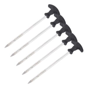 Outdoor Tent Stakes, 5 Pcs T-shaped Nail Pegs Camping Screw Nail for Frozen Soil Ice Surface