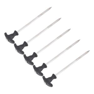 Outdoor Tent Stakes, 5 Pcs T-shaped Nail Pegs Camping Screw Nail for Frozen Soil Ice Surface