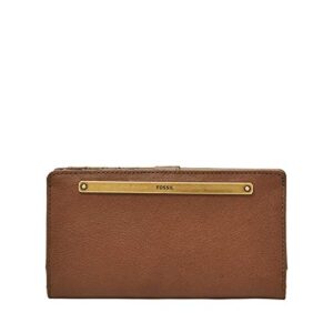 fossil women's liza leather wallet slim minimalist bifold, brown (model: sl7891200)