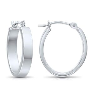 14k gold small oval flat hoop earrings (white-gold)…