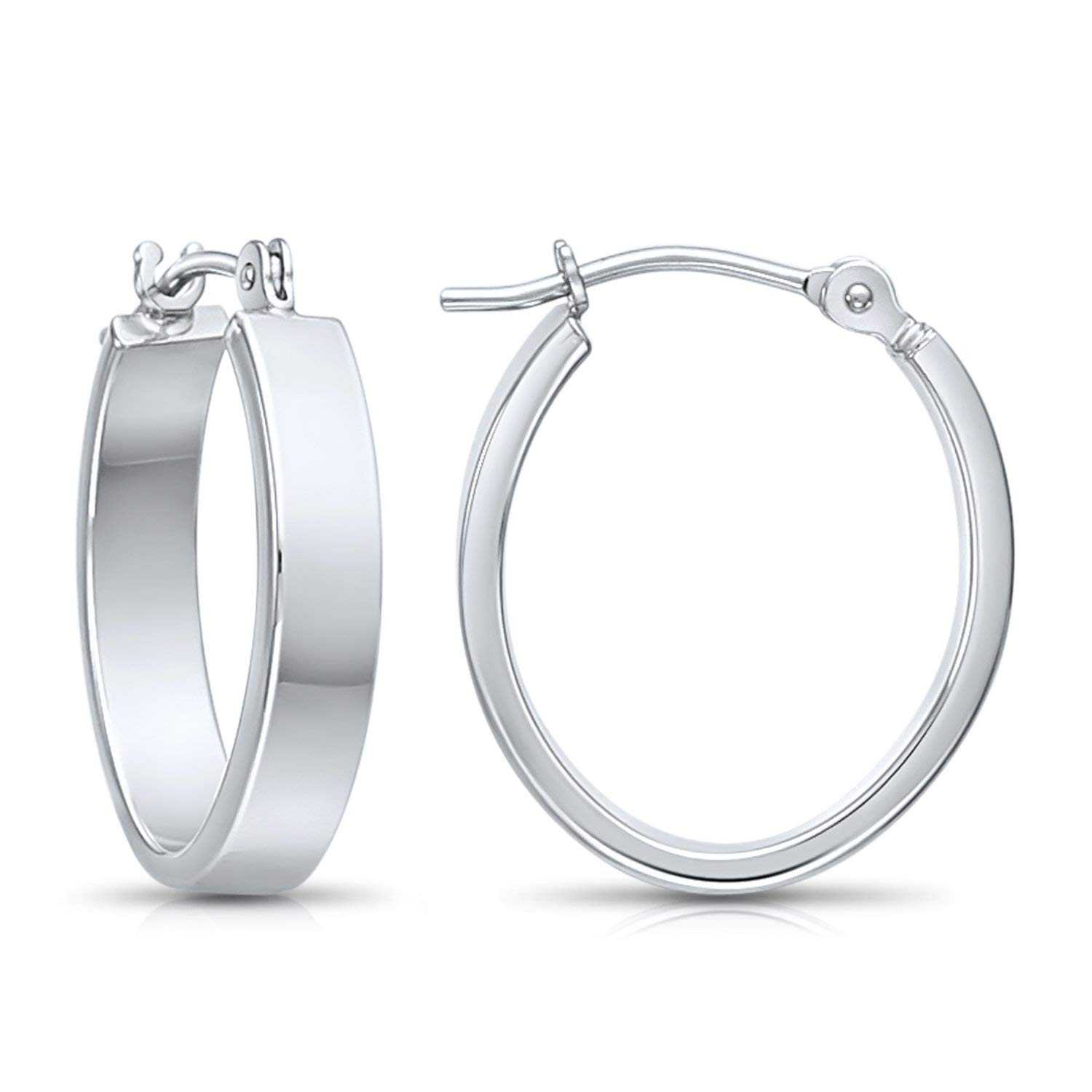 14k Gold Small Oval Flat Hoop Earrings (white-gold)…