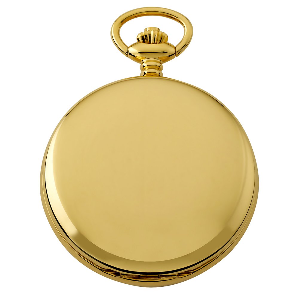 Gotham Men's Gold-Tone Railroad Dial Double Hunter 17 Jewel Mechanical Pocket Watch # GWC18806G