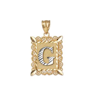 la blingz 10k yellow gold filigree alphabet initial letter dc pendant (letter g)