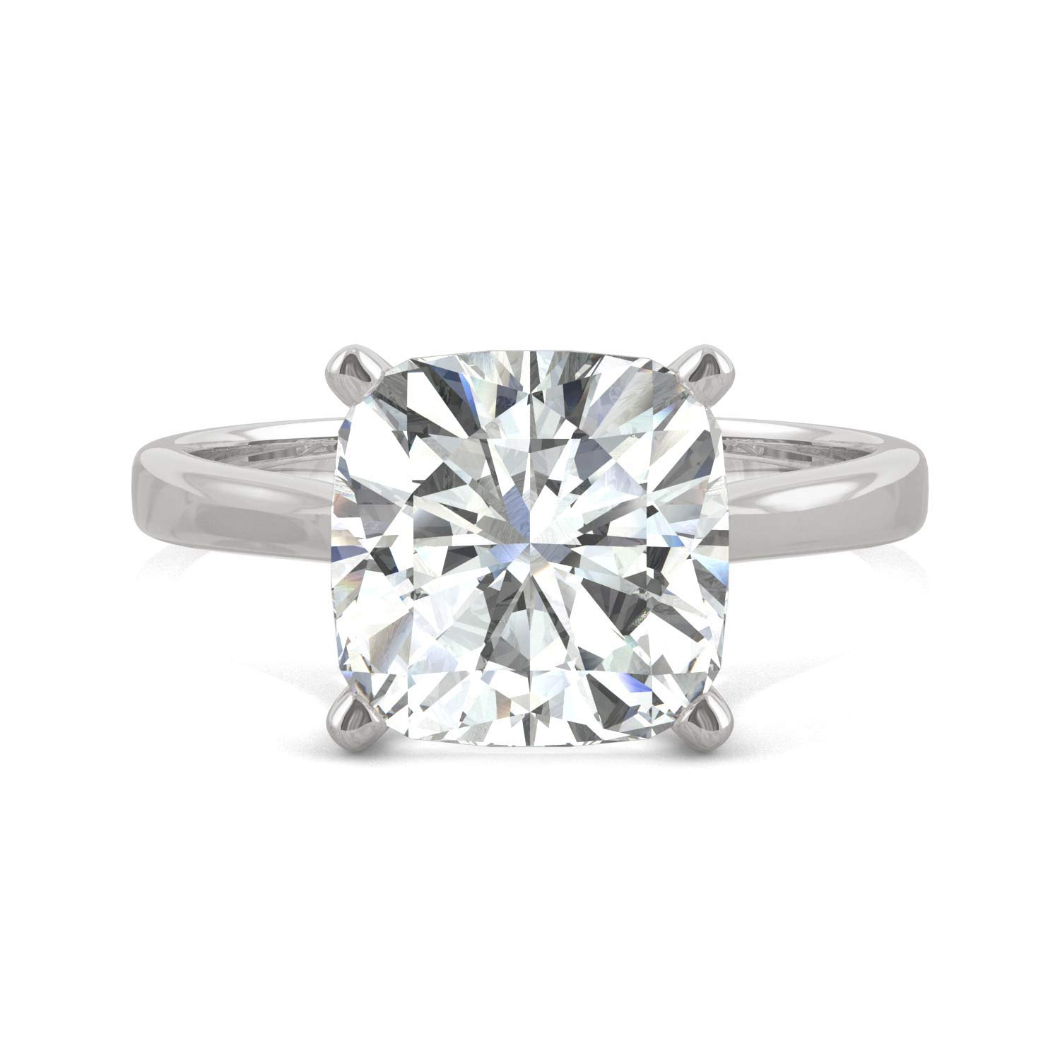 Charles & Colvard Created Moissanite 9mm Cushion Cut Solitaire Ring for Women | 3.3 cttw DEW | Lab Grown | Solid 14K White Gold with Rhodium | Size 7.5