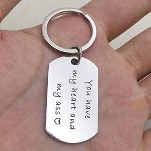 ShiQiao Spl You Have My Heart and My Ass Keychain Boyfriend Girlfriend Gifts Keyring Wife Husband Gifts