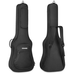 donner 39 inch electric guitar bag gig bag, 0.4 inch padded sponge 600d ripstop waterproof nylon dustproof soft electric guitar case adjustable strap black