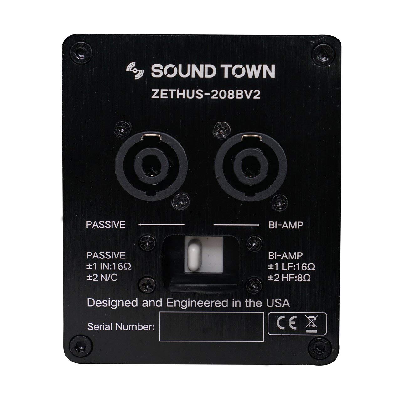 Sound Town ZETHUS Series 2 x 8” Line Array Loudspeaker, with Titanium Compression Driver, Plywood Construction, Full Range/Bi-amp Switchable, Black (ZETHUS-208BV2)