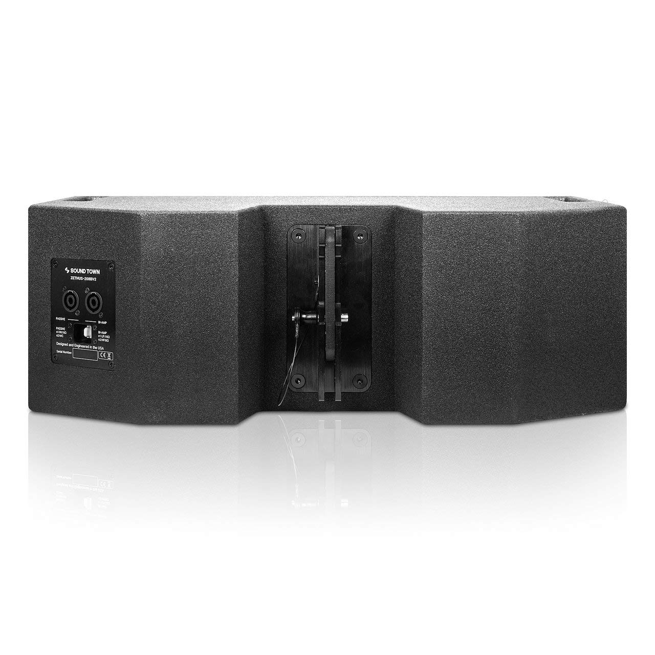 Sound Town ZETHUS Series 2 x 8” Line Array Loudspeaker, with Titanium Compression Driver, Plywood Construction, Full Range/Bi-amp Switchable, Black (ZETHUS-208BV2)