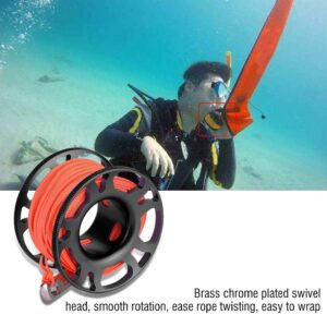 Vbestlife Scuba Diving Finger Spool Aviation Aluminum Finger Reel Clip Scuba Diving Tech Spool 15M/30M Line(Black)