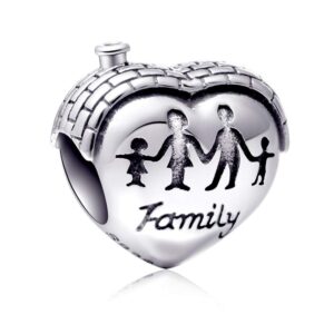 sambaah family charm sterling silver heart shape house charm love makes a family home charm for bracelets