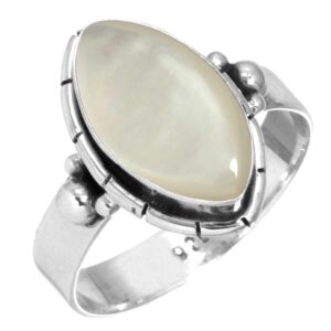 jeweloporium white mother of pearl natural 925 sterling silver ring for women gemstone cocktail silver ring size 5.5 friendship day gift victorian jewelry