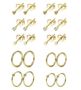 revolia 10pairs stainless steel cartilage earrings for men women stud earrings ball cz tragus helix piercing g